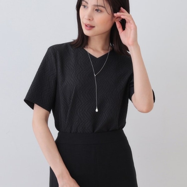 インディヴィ（INDIVI）/【日本製／インポート素材】フクレジャカードブラウス