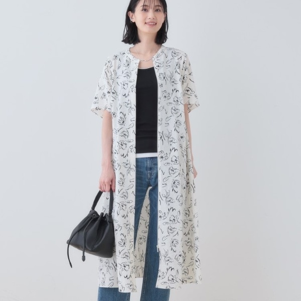 インディヴィ（INDIVI）/【洗える／UVケア／羽織り可能】フラワー柄前あきワンピース