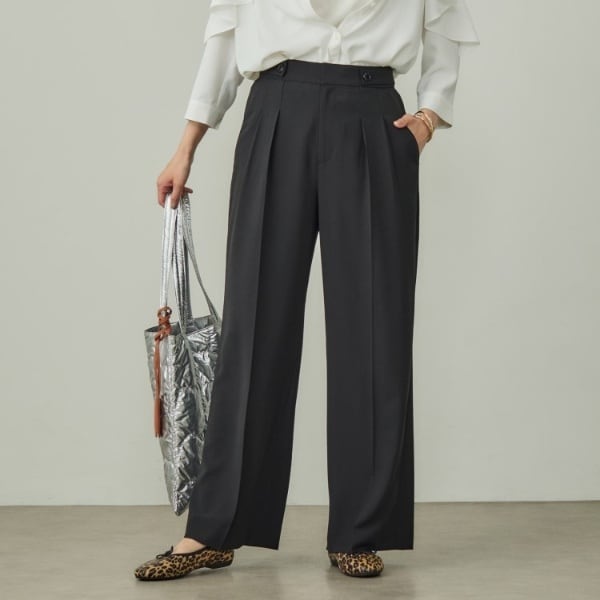 インディヴィ（INDIVI）/【着心地抜群！】タックワイドパンツ