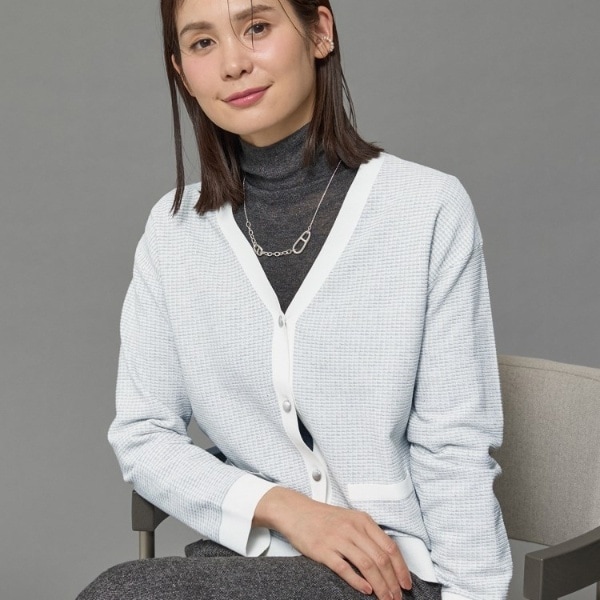 インディヴィ（INDIVI）/【軽く羽織れる洗える】ジャケット風カーディガン