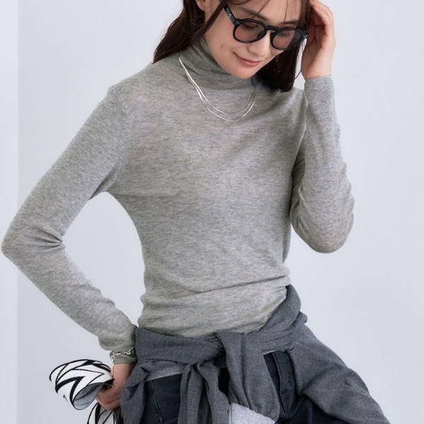 インディヴィ（INDIVI）/【洗える／薄手／ラメ】シアーラメニット