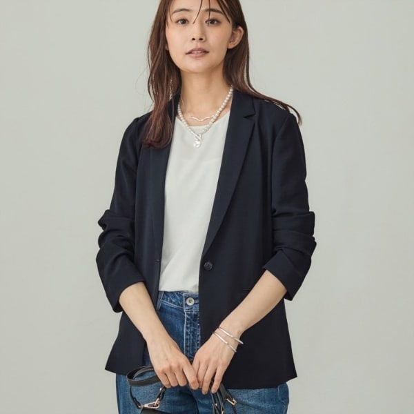インディヴィ（INDIVI）/【洗える／UVケア】テーラード ナロージャケット
