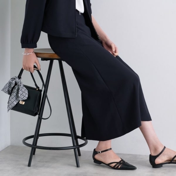 インディヴィ（INDIVI）/【洗える／UVケア／吸汗速乾】ジョーゼットナロースカート