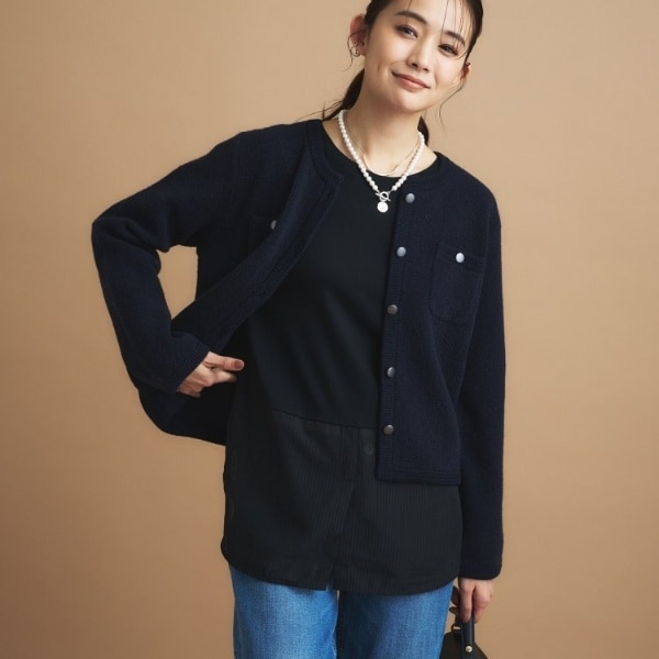 インディヴィ（INDIVI）/【コットン】シャツ切り替えカットソー