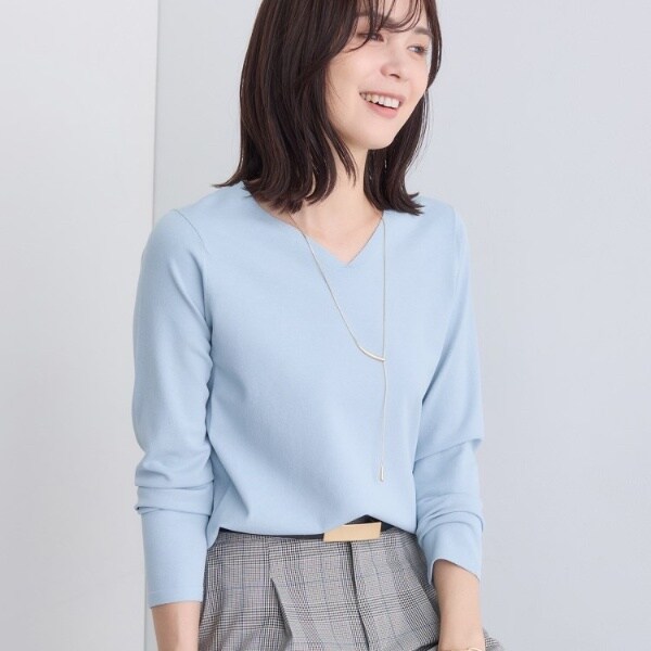 インディヴィ（INDIVI）/【洗える】Vネックコンパクトニット