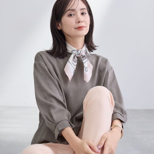 インディヴィ（INDIVI）/【セットアップ可能】スエード調サテンブラウス