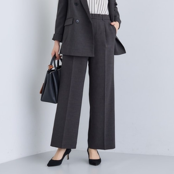 インディヴィ（INDIVI）/【洗える／セットアップ可能】凹凸ストレッチ素材ストレートパンツ