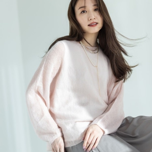 インディヴィ（INDIVI）/【キッドモヘヤ素材】ラウンドヘムニット