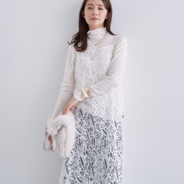インディヴィ（INDIVI）/【レイヤード◎】レースキャミドレス