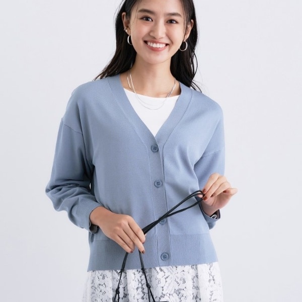 インディヴィ（INDIVI）/Vネック ストレッチカーディガン