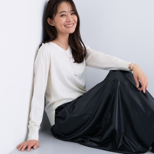 インディヴィ（INDIVI）/【洗える／毛玉になりにくい】エクストラファインウール Vネックニット