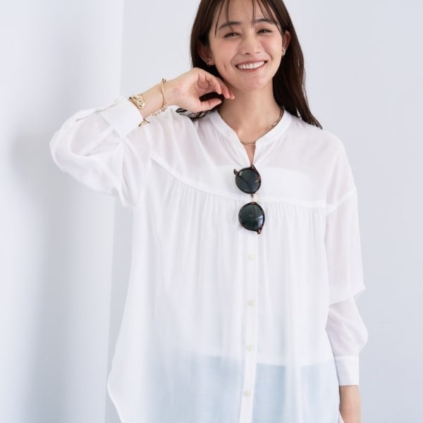 インディヴィ（INDIVI）/【きれいめ／ラメ】シャイニーローン ドレーピーブラウス