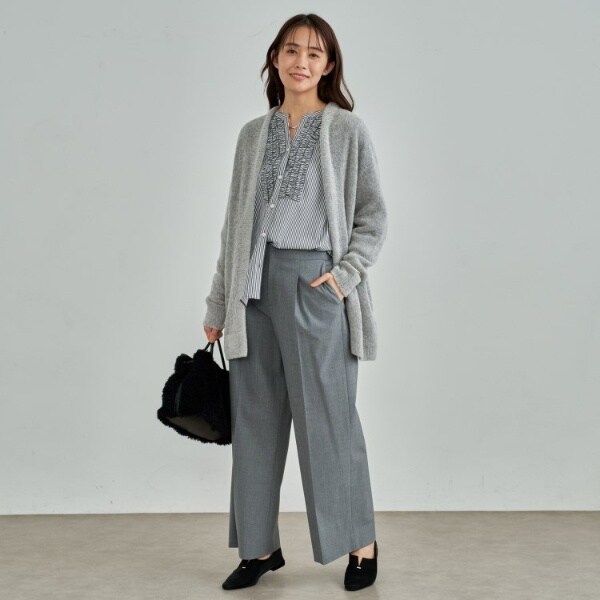 インディヴィ（INDIVI）/【洗える】胸元タックフリル長袖ブラウス