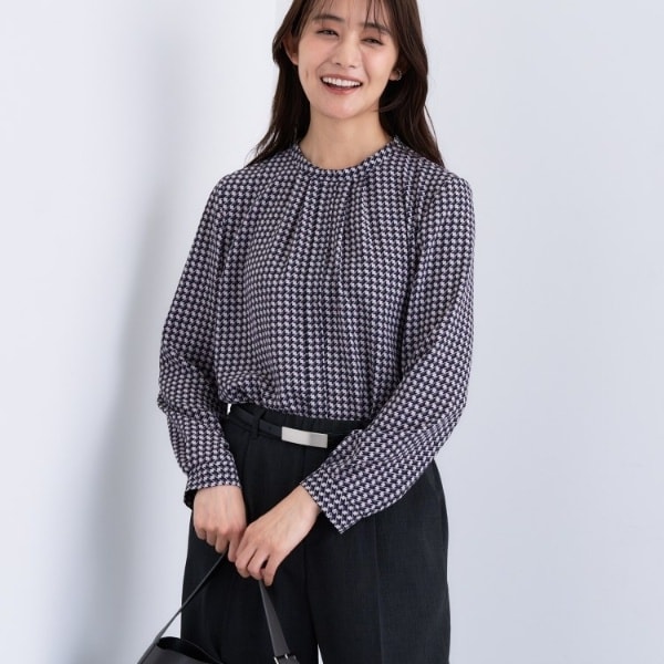 インディヴィ（INDIVI）/【通勤／オフィス】タックジョーゼットブラウス