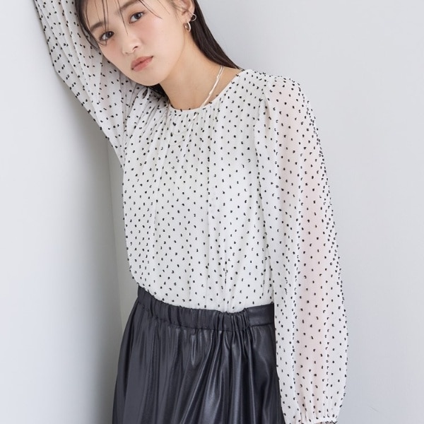 インディヴィ（INDIVI）/【袖コンシャス】シアードットブラウス