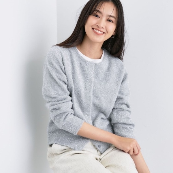 インディヴィ（INDIVI）/【洗える】ラメニットカーディガン