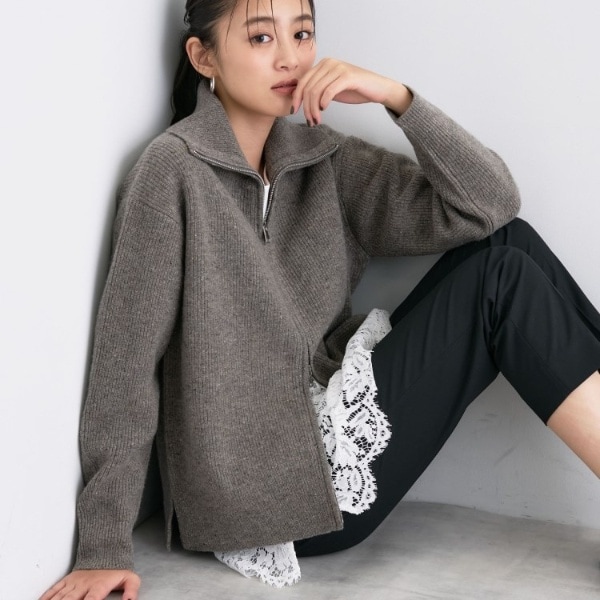 インディヴィ（INDIVI）/【洗える】カラーネップ ダブルジップカーディガン