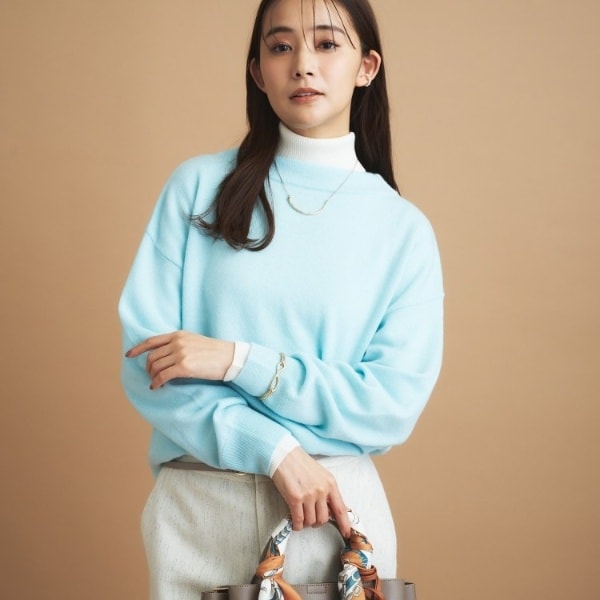 インディヴィ（INDIVI）/【洗える／カシミヤ混】ボトルネック ドルマンスリーブニット