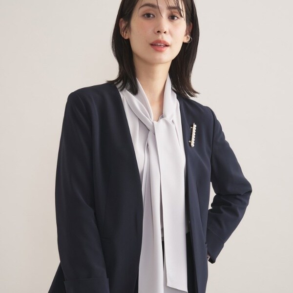 インディヴィ（INDIVI）/【通勤スーツ／洗える】ストレッチカラーレスジャケット