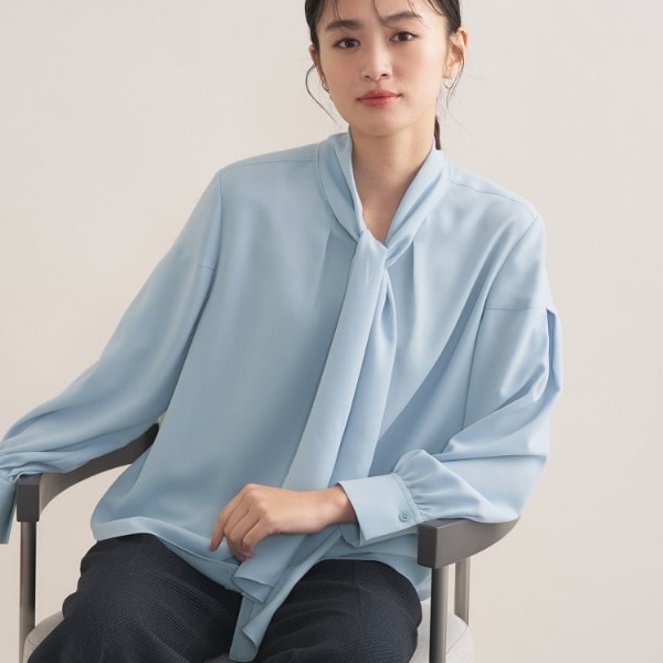 インディヴィ（INDIVI）/【セレモニー／洗える】ジョーゼットボウタイブラウス