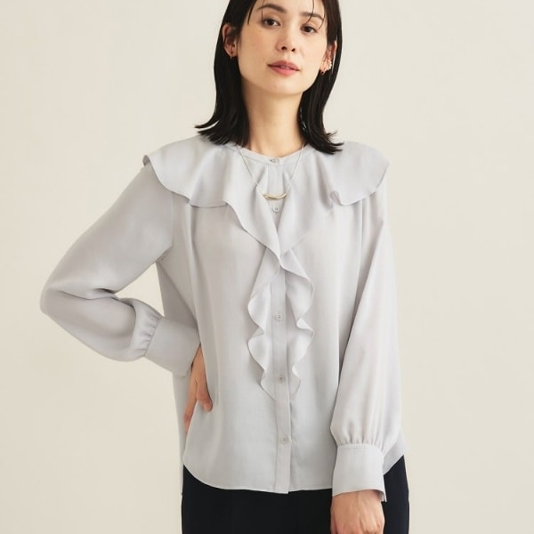 インディヴィ（INDIVI）/【洗える／セレモニー】ラッフルサテンブラウス