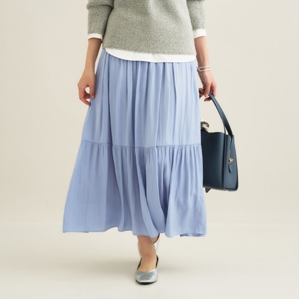 インディヴィ（INDIVI）/【洗える／丈調整可能】ギャザーフレアスカート