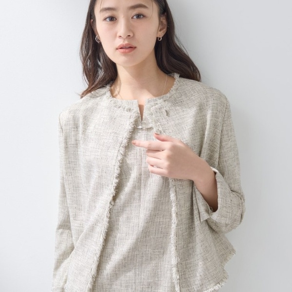 インディヴィ（INDIVI）/【軽量／セレモニー／SETUP可能】ストレッチツイードジャケット