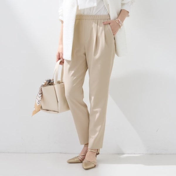 インディヴィ（INDIVI）/【褒められパンツ／高ストレッチ】タックテーパードパンツ