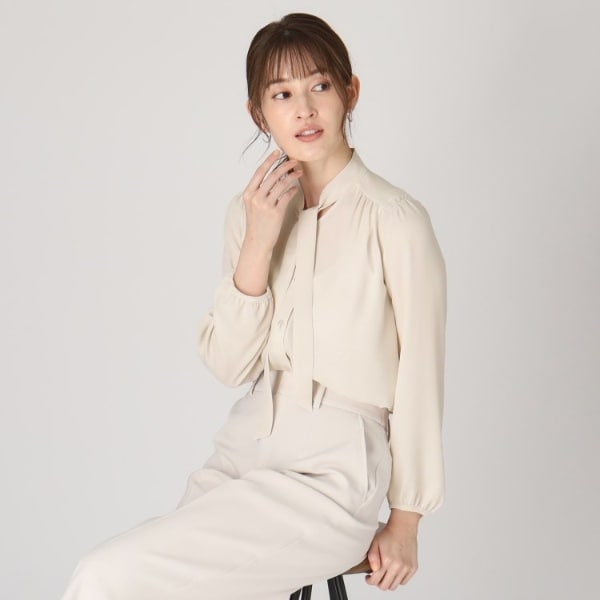 クード シャンス（COUP DE CHANCE）/【洗える／日本製】女性らしい細ボウタイブラウス