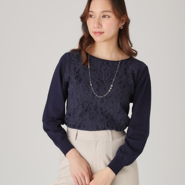 クード シャンス（COUP DE CHANCE）/【洗える】レース使いニットプルオーバー