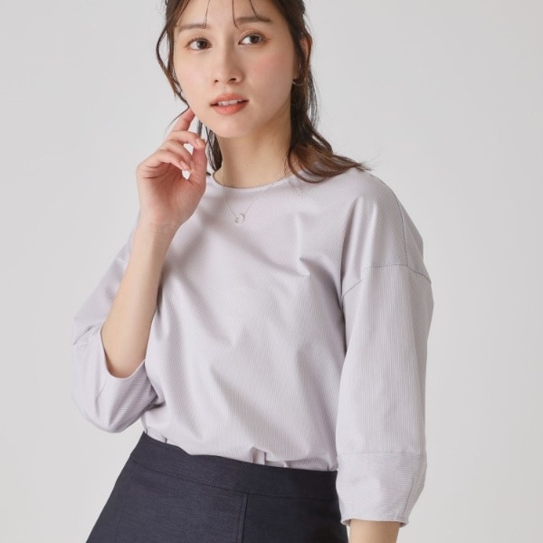 クード シャンス（COUP DE CHANCE）/【洗える／日本製／】ストライプ柄ジャージのトップス