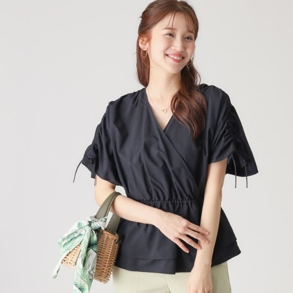 クード シャンス（COUP DE CHANCE）/【洗える／日本製】カシュクールタイプのギャザーブラウス