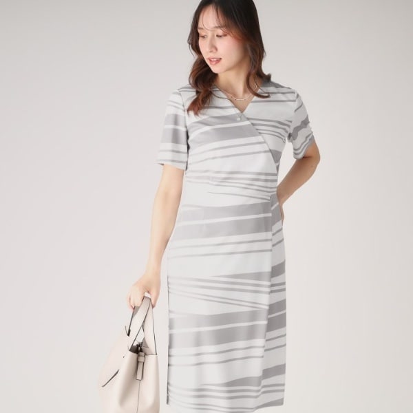 クード シャンス（COUP DE CHANCE）/【洗える／日本製】カシュクール風デザインワンピース