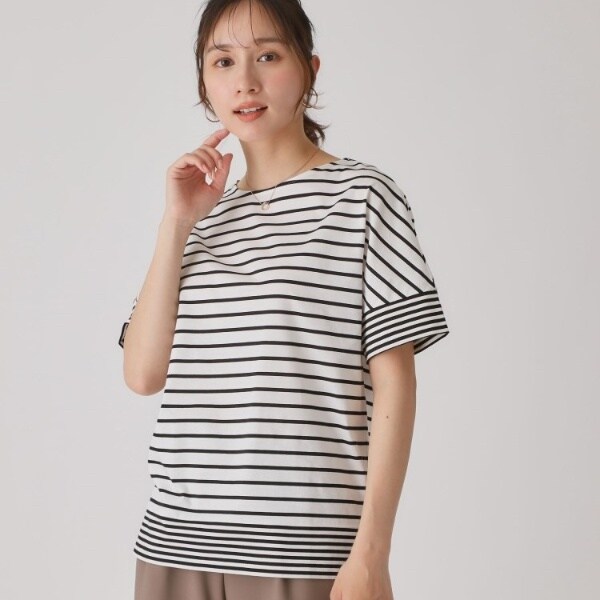 クード シャンス（COUP DE CHANCE）/【洗える／日本製】ボーダー切替デザイントップス