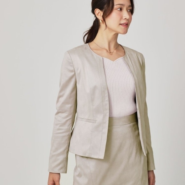 クード シャンス（COUP DE CHANCE）/【手洗い可／日本製】スェード調ノーカラージャケット