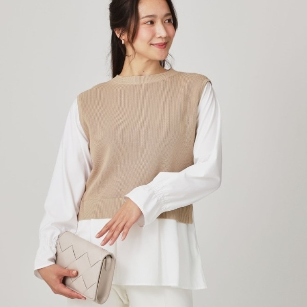 クード シャンス（COUP DE CHANCE）/【手洗い可】重ね着風ニットトップス