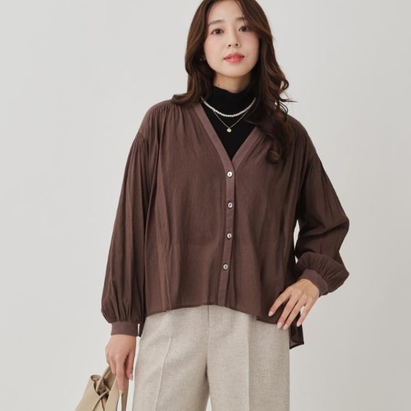 クード シャンス（COUP DE CHANCE）/【手洗い可】エアリーなシャツ風カーディガン