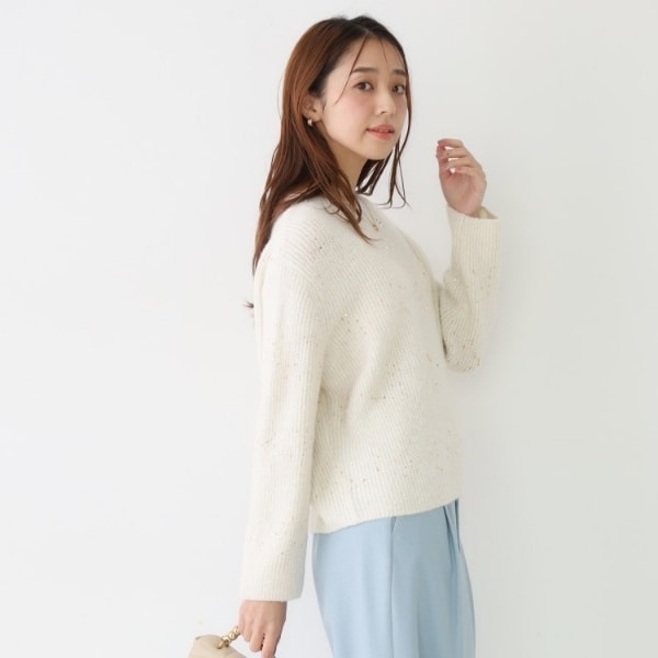 クード シャンス（COUP DE CHANCE）/【手洗い可】スパンコール付ニットトップス