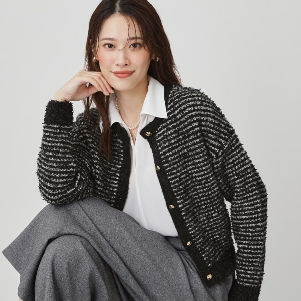 クード シャンス（COUP DE CHANCE）/【手洗い可】ラメフェザーのニットカーディガン