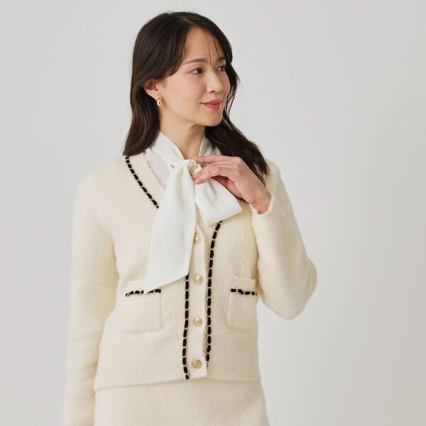 クード シャンス（COUP DE CHANCE）/【手洗い可／セットアップ可】チェーンブレード付カーディガン