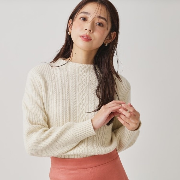 クード シャンス（COUP DE CHANCE）/【手洗い可／日本製】ケーブルデザインのニットトップス