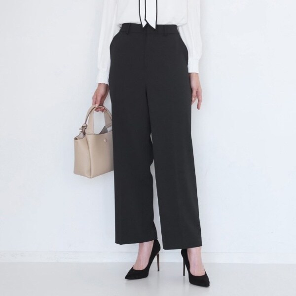 【NEW】クード シャンス（COUP DE CHANCE）/【手洗い可／日本製／伸縮性／スーツ可】センタープレス入りストレートワイドパンツ
