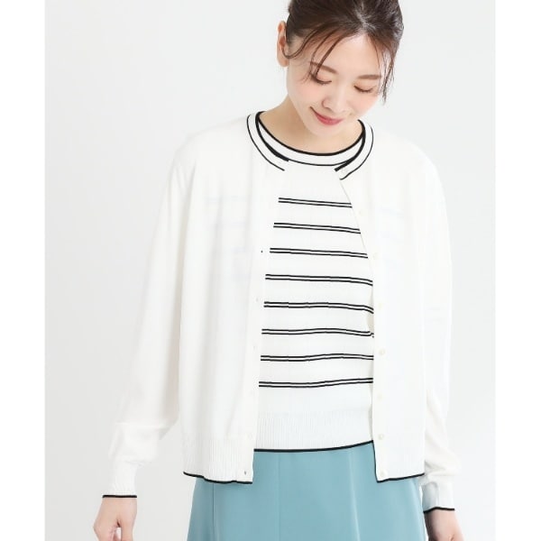 リフレクト（Reflect）/【手洗い可／アンサンブル可】バイカラーカーディガン