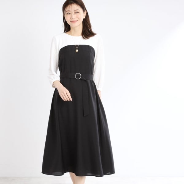 リフレクト（Reflect）/【手洗い可／セットアップ可】異素材ミックスワンピース