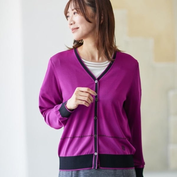 リフレクト（Reflect）/【WEB先行カラーあり／手洗い可／アンサンブル可】バイカラーカーディガン