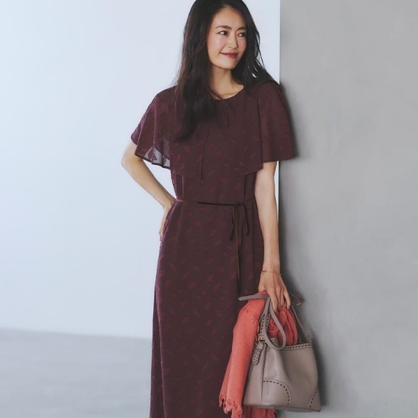 リフレクト（Reflect）/【撥水／二の腕カバー／付属リボン付き】ケープデザインノースリーブワンピース