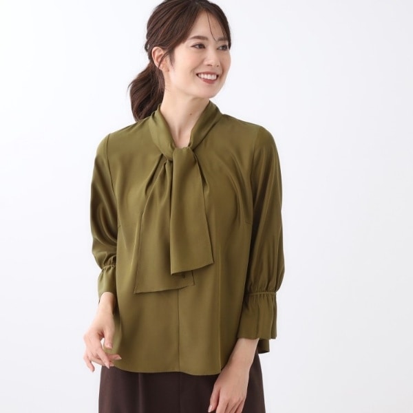 リフレクト（Reflect）/【キレイめスタイル／通勤におすすめ◎】ボウタイシャンブレーカラーブラウス