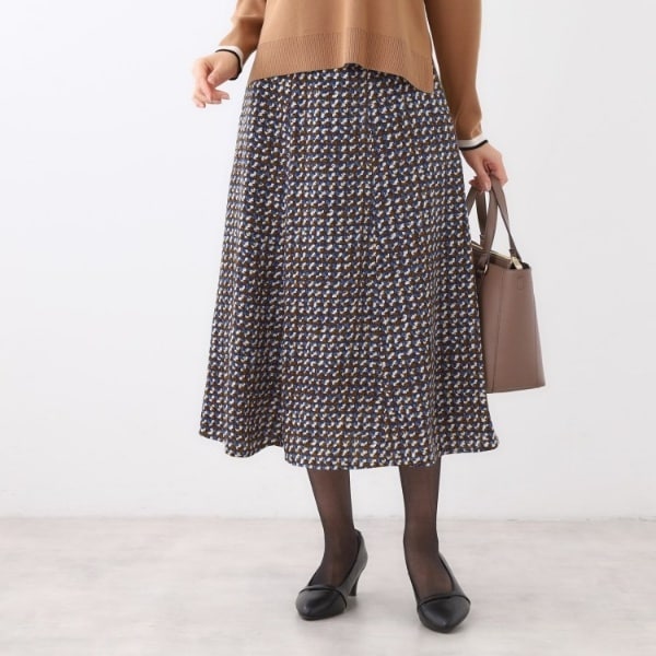 リフレクト（Reflect）/【ニットスタイルが華やかに◎】チドリ風プリントフレアスカート