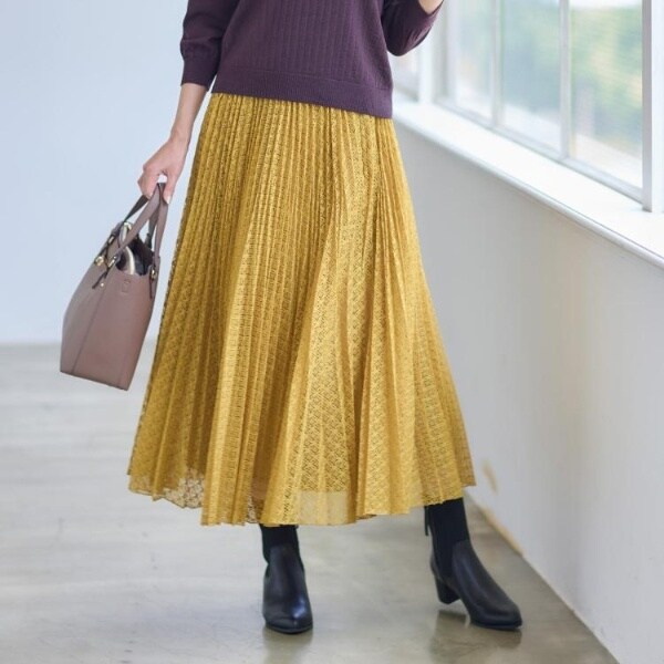 リフレクト（Reflect）/【イージーケア】サークルダイヤ柄レースプリーツスカート