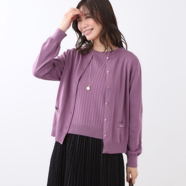 リフレクト（Reflect）/【WEB先行カラーあり／軽い羽織に◎／アンサンブル可】透かし柄カーディガン